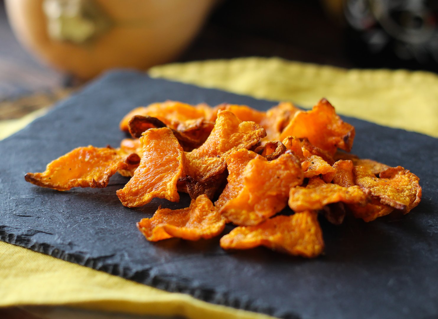 Rezept für knusprige kürbis-chips aus der fritteuse